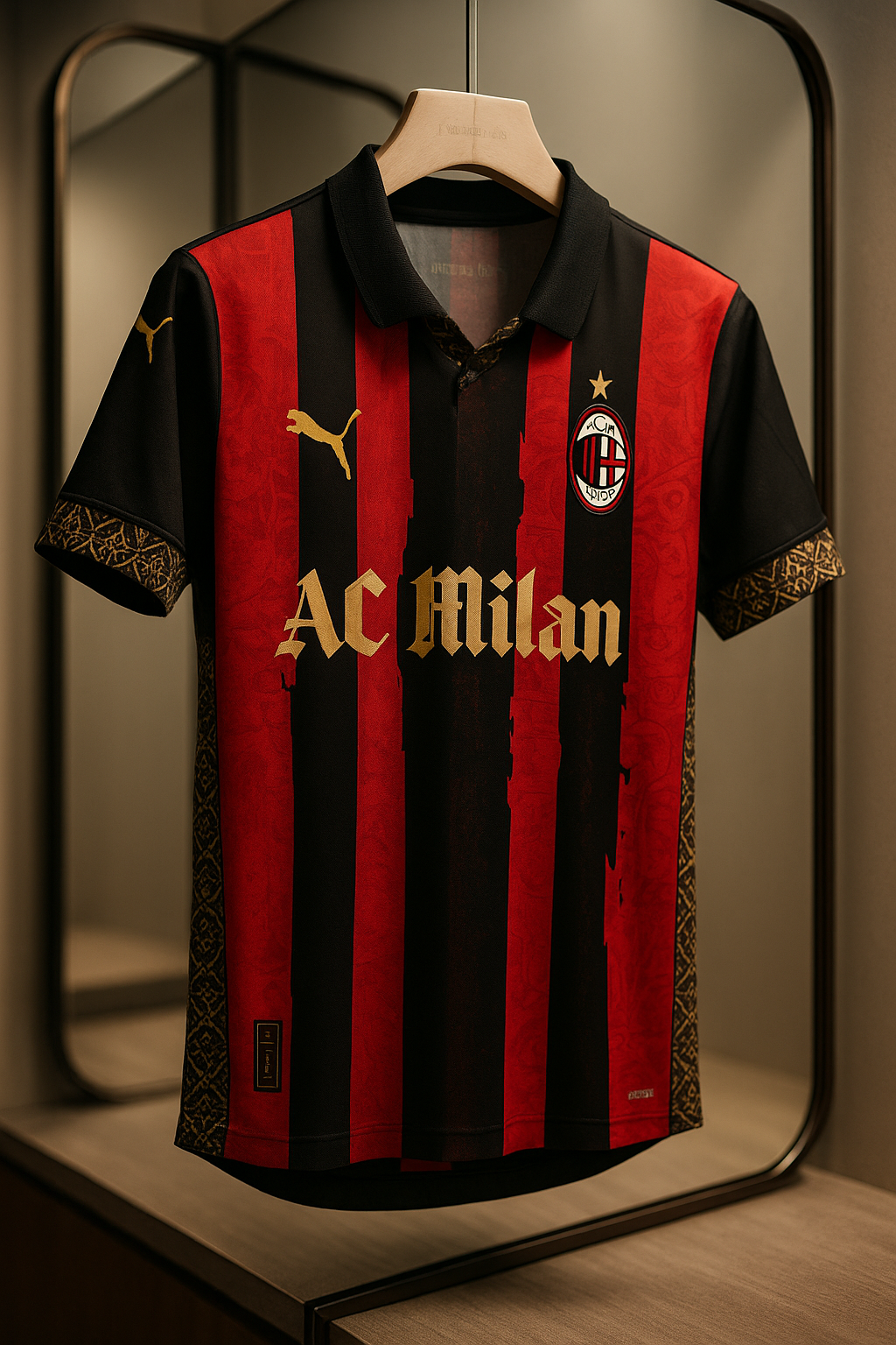 AC MILAN Retro Special Edition Kit-Ronaldinho-Collar Half Sleeve Embro