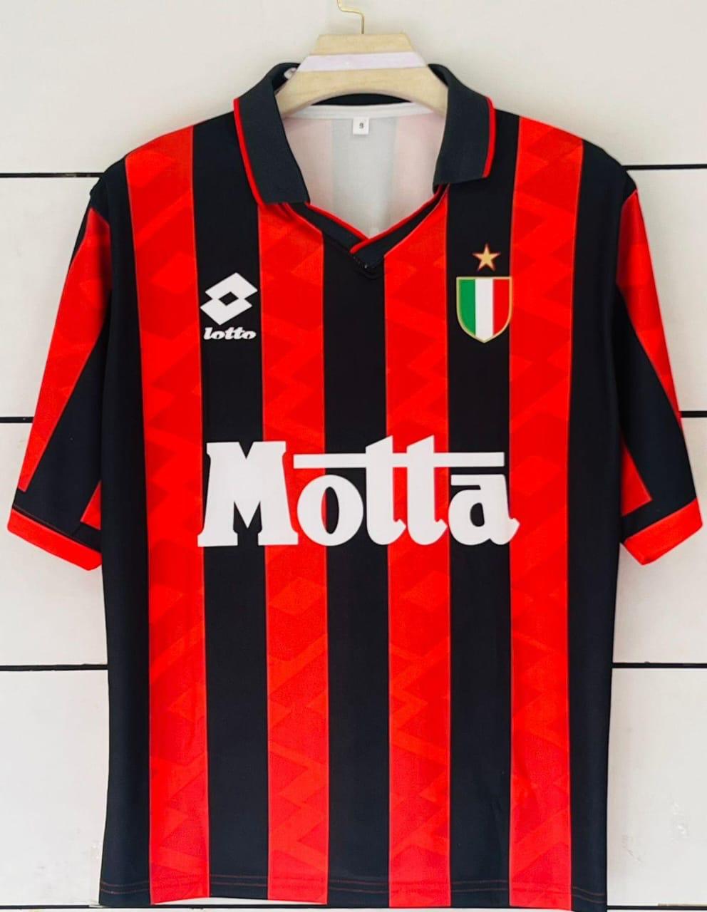 AC Milan 1993/94 Home-Vintage- Maldini-Collar Five Sleeve-Buy Retro ...